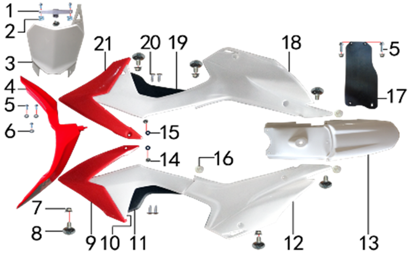 M2R RF125 S2 CRF110 Pit Bike White RHS Plastic Panel
