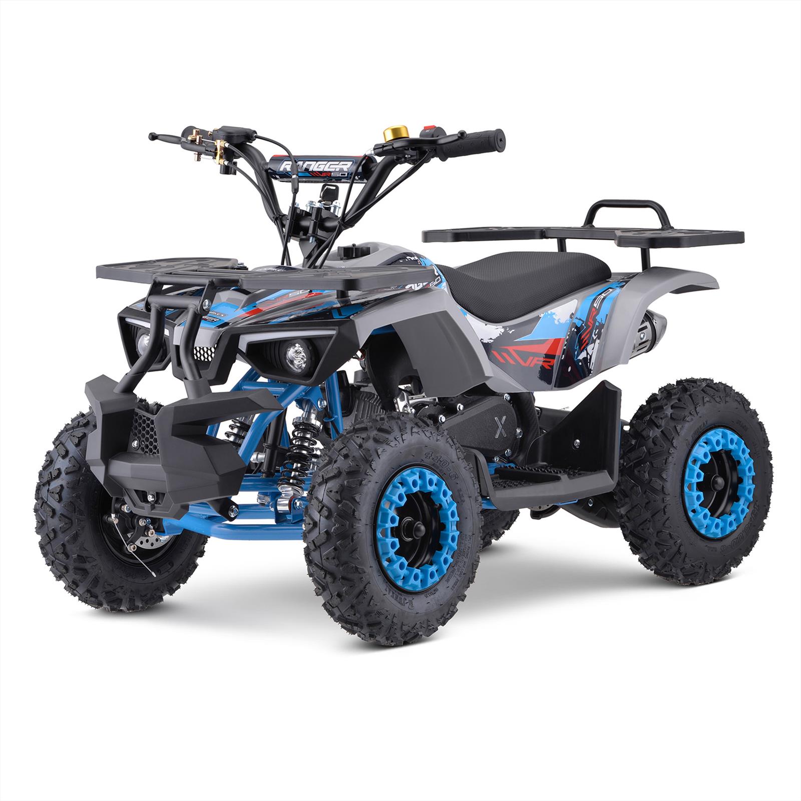 Funbikes Ranger 50cc Premium Nardo Grey Blue Kids Mini Petrol Quad Bike