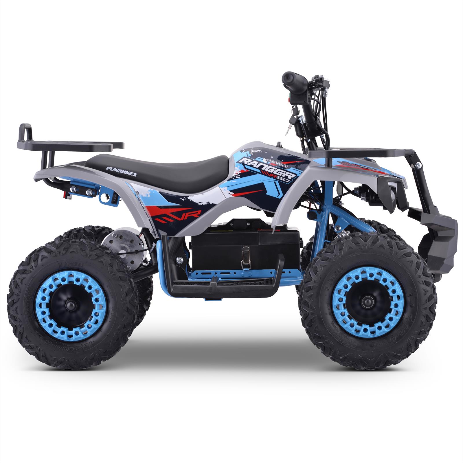 Funbikes Ranger 1000w Premium Nardo Grey Blue Kids Mini Electric Quad Bike