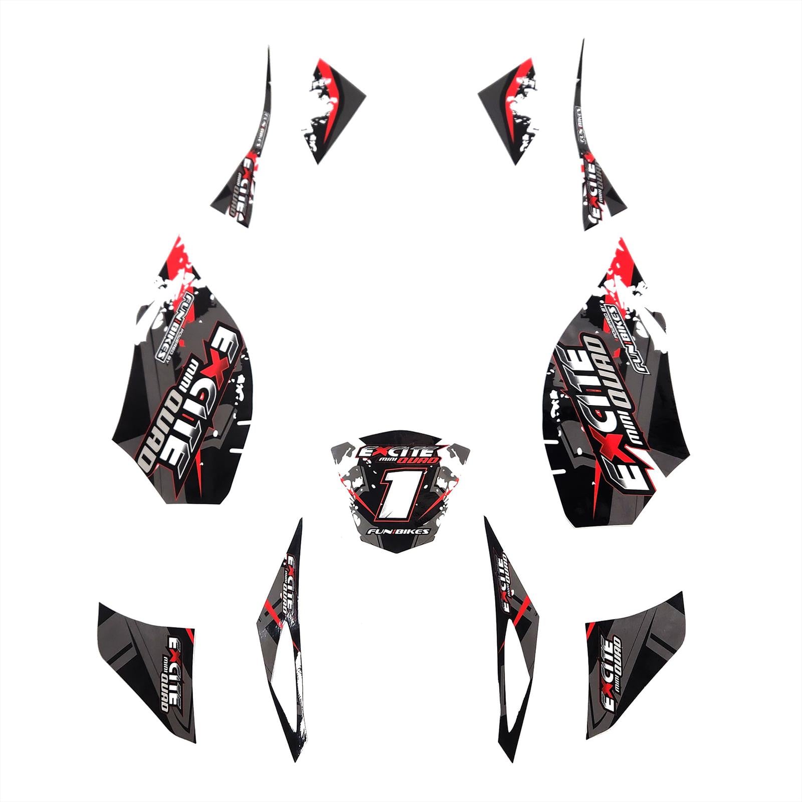 FunBikes Excite 1000w Mini Quad Sticker Set Black