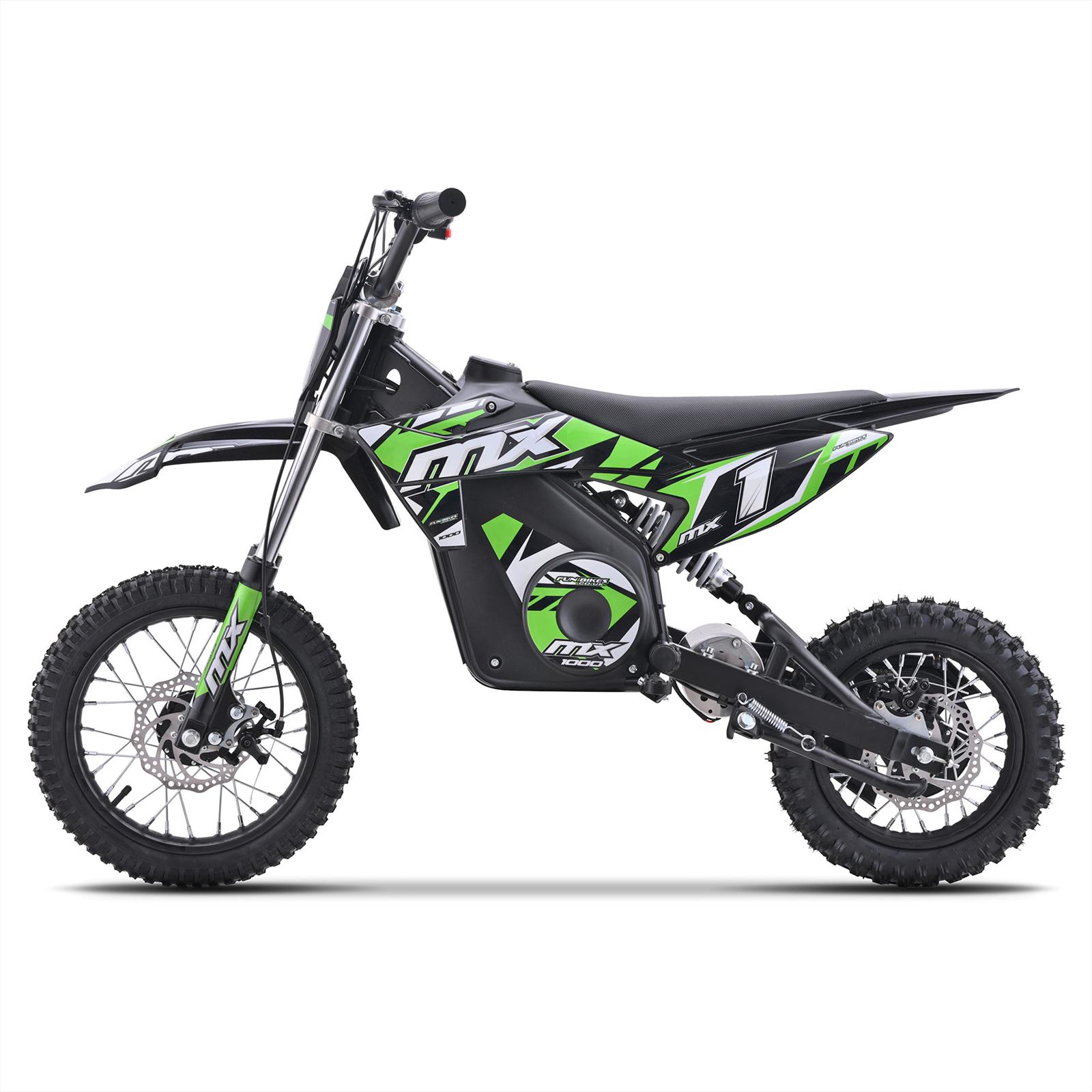 FunBikes MX1000 1000w 36v 62cm Lithium Green Electric Kids Dirt Bike