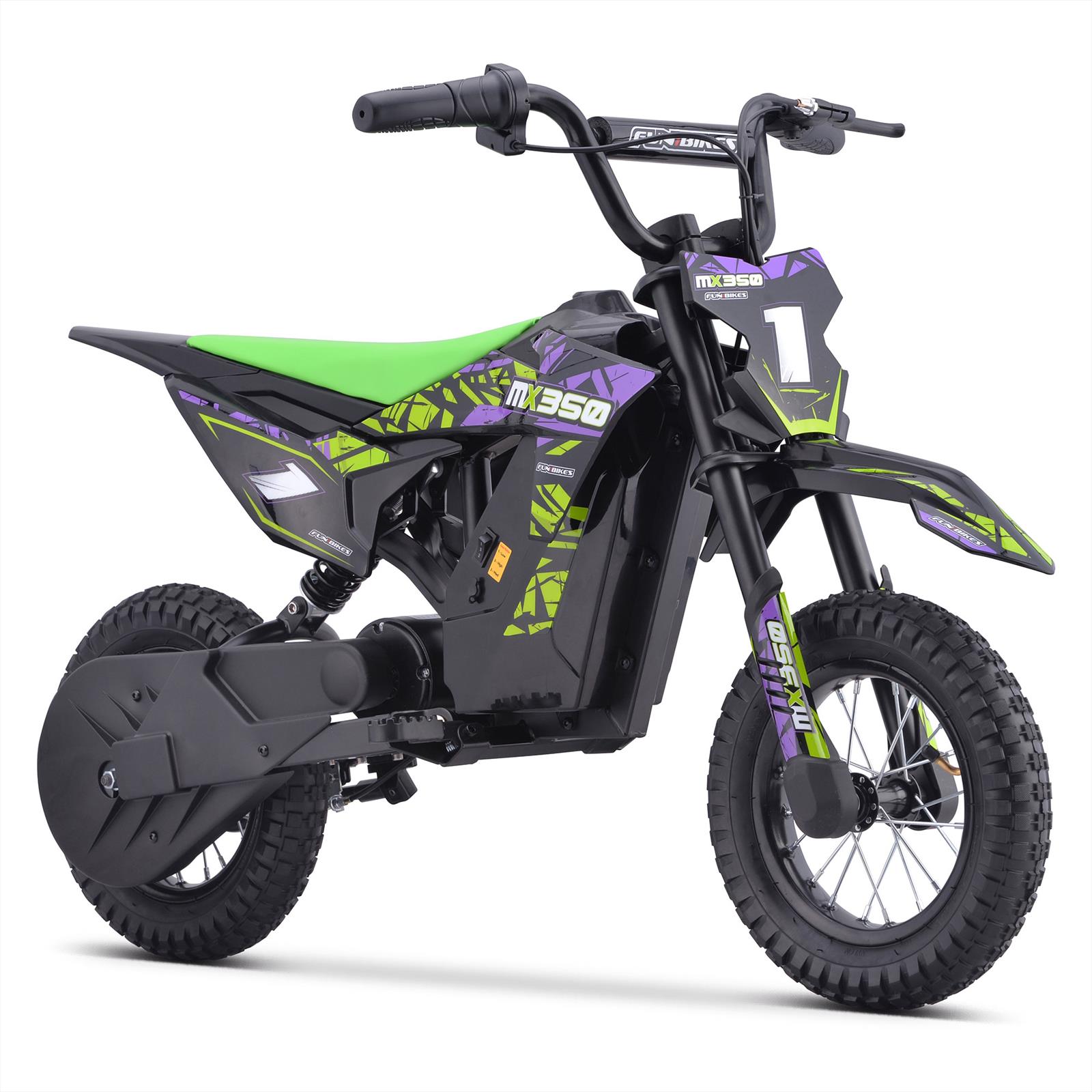 FunBikes MX350 350w 36v 4ah 12/12 51cm Lithium Green Electric Kids Dirt ...