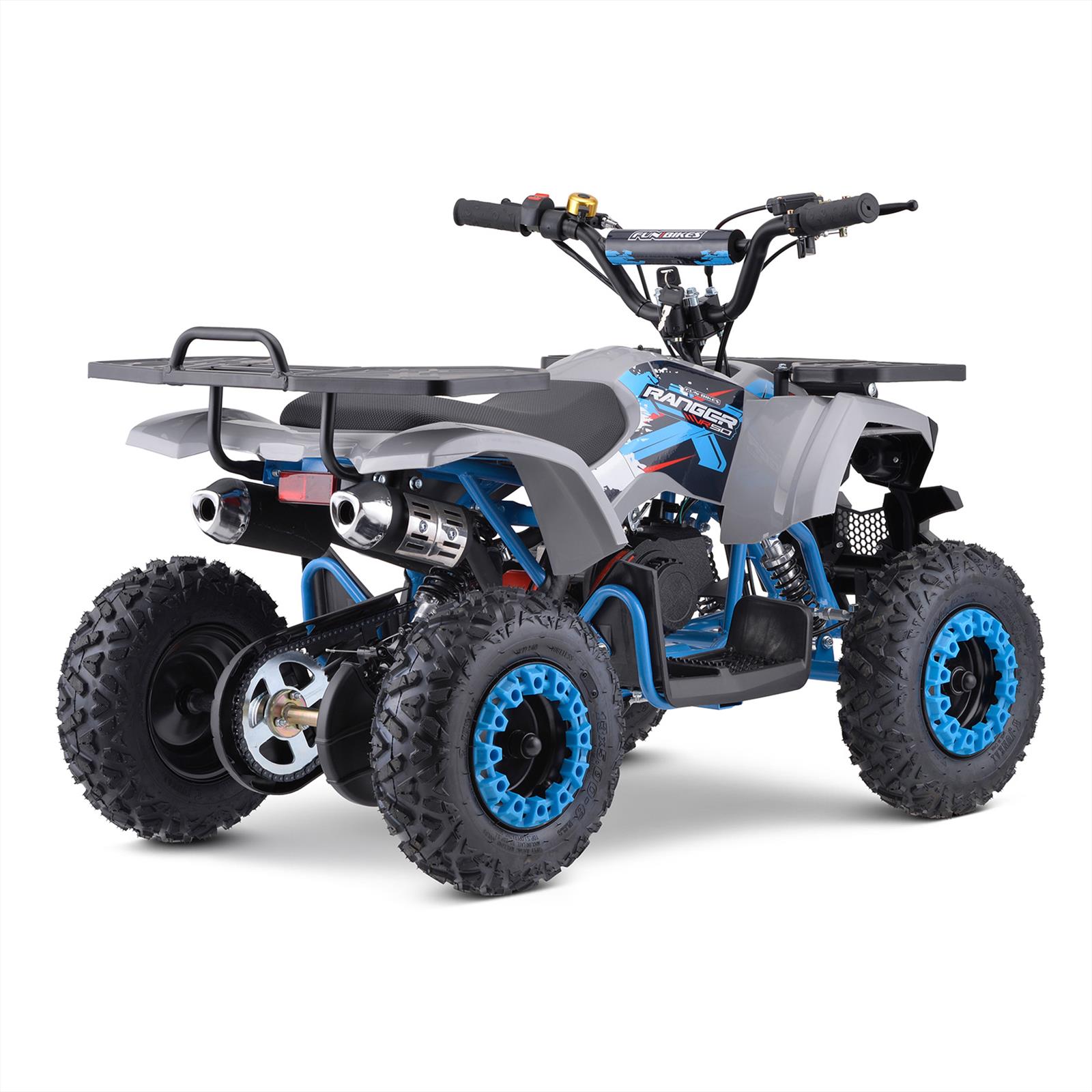 Funbikes Ranger 50cc Premium Nardo Grey Blue Kids Mini Petrol Quad Bike
