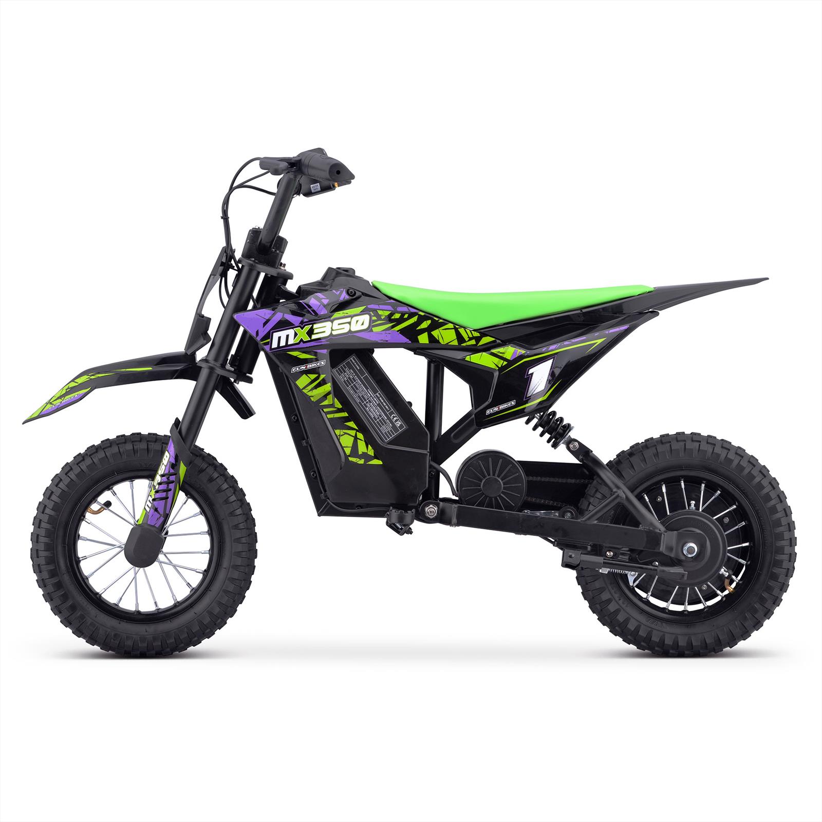 FunBikes MX350 350w 36v 4ah 12/12 51cm Lithium Green Electric Kids Dirt ...